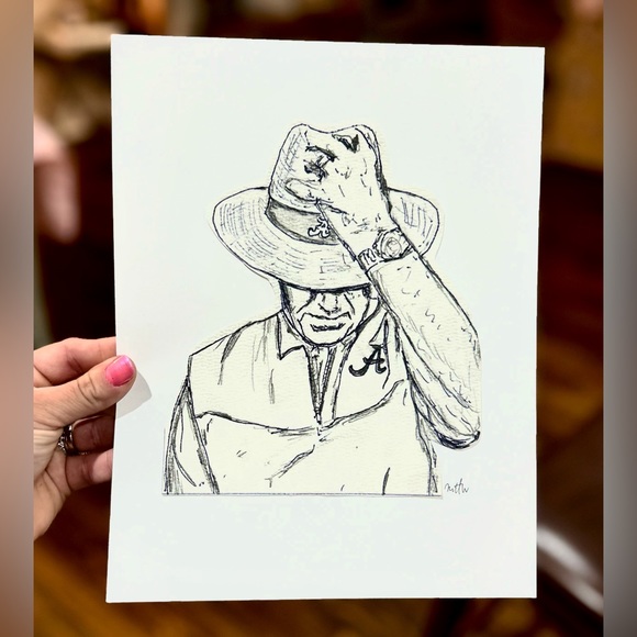 Art | Nick Saban Pencil Sketch Print Signed And Numbered By Me 85x11in ...